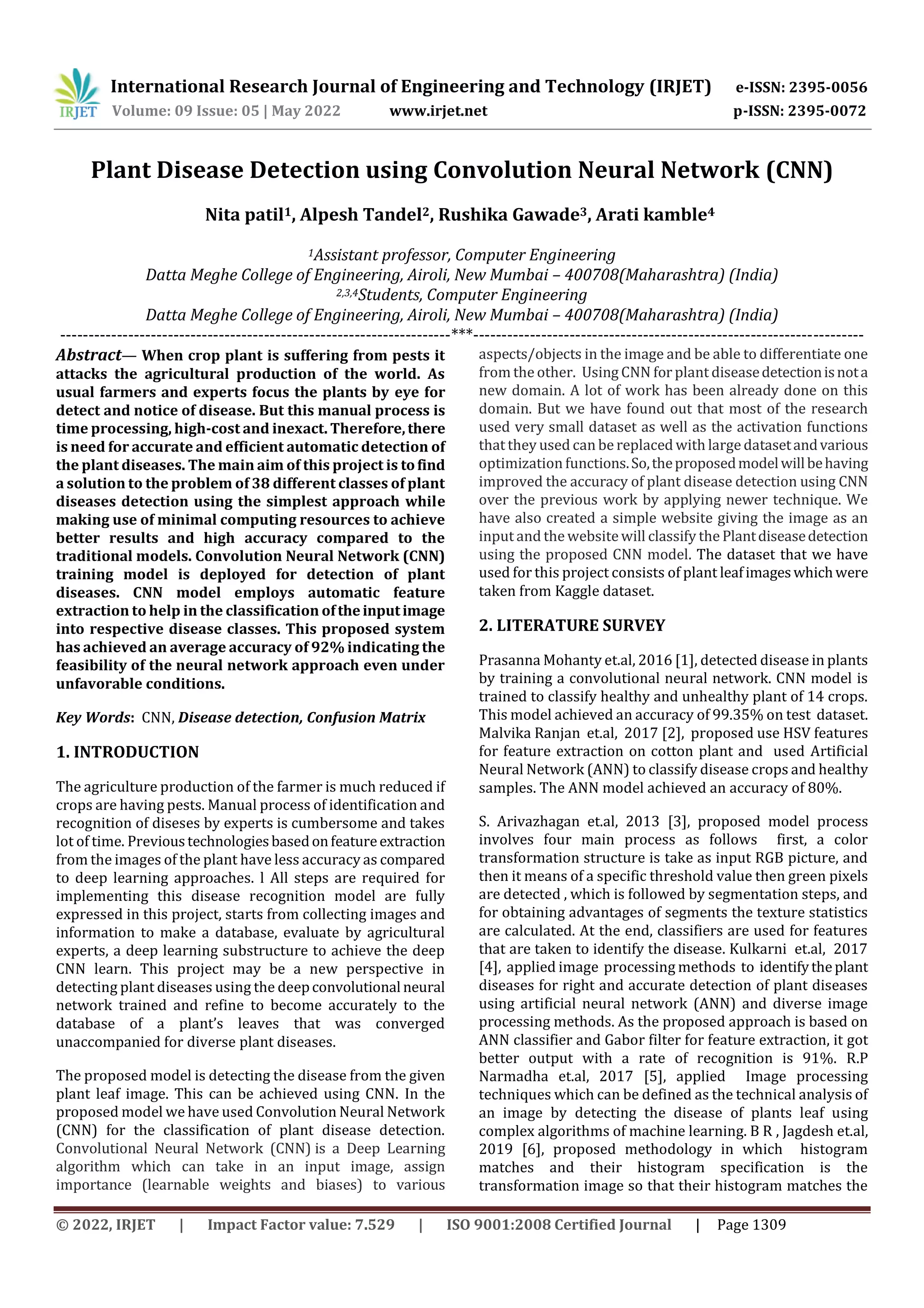 Plant Disease Detection Using Convolution Neural Network Cnn Pdf