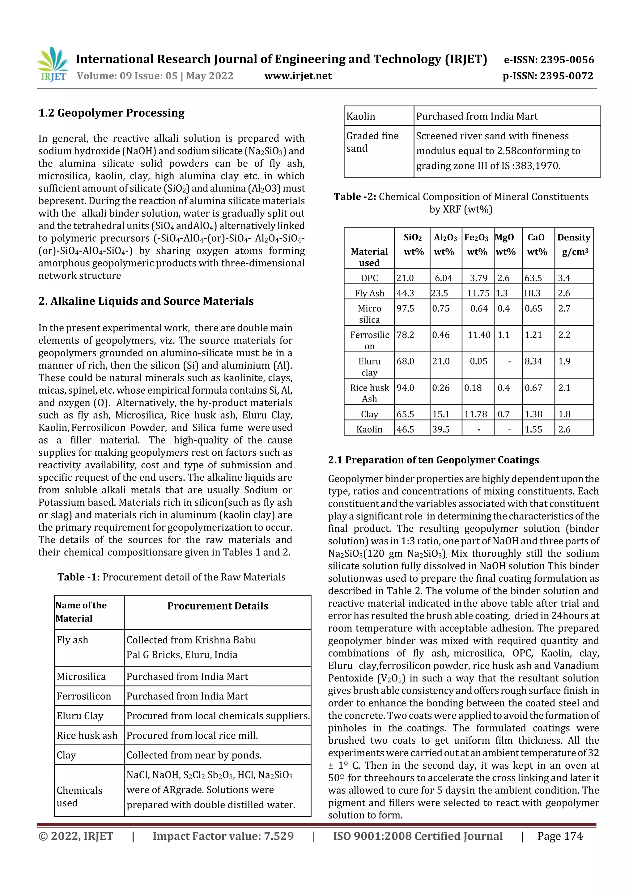 EMPHASISE OF STEEL REINFORCEMENT IN CONCRETE AND GEOPOLYMER COATINGS ...