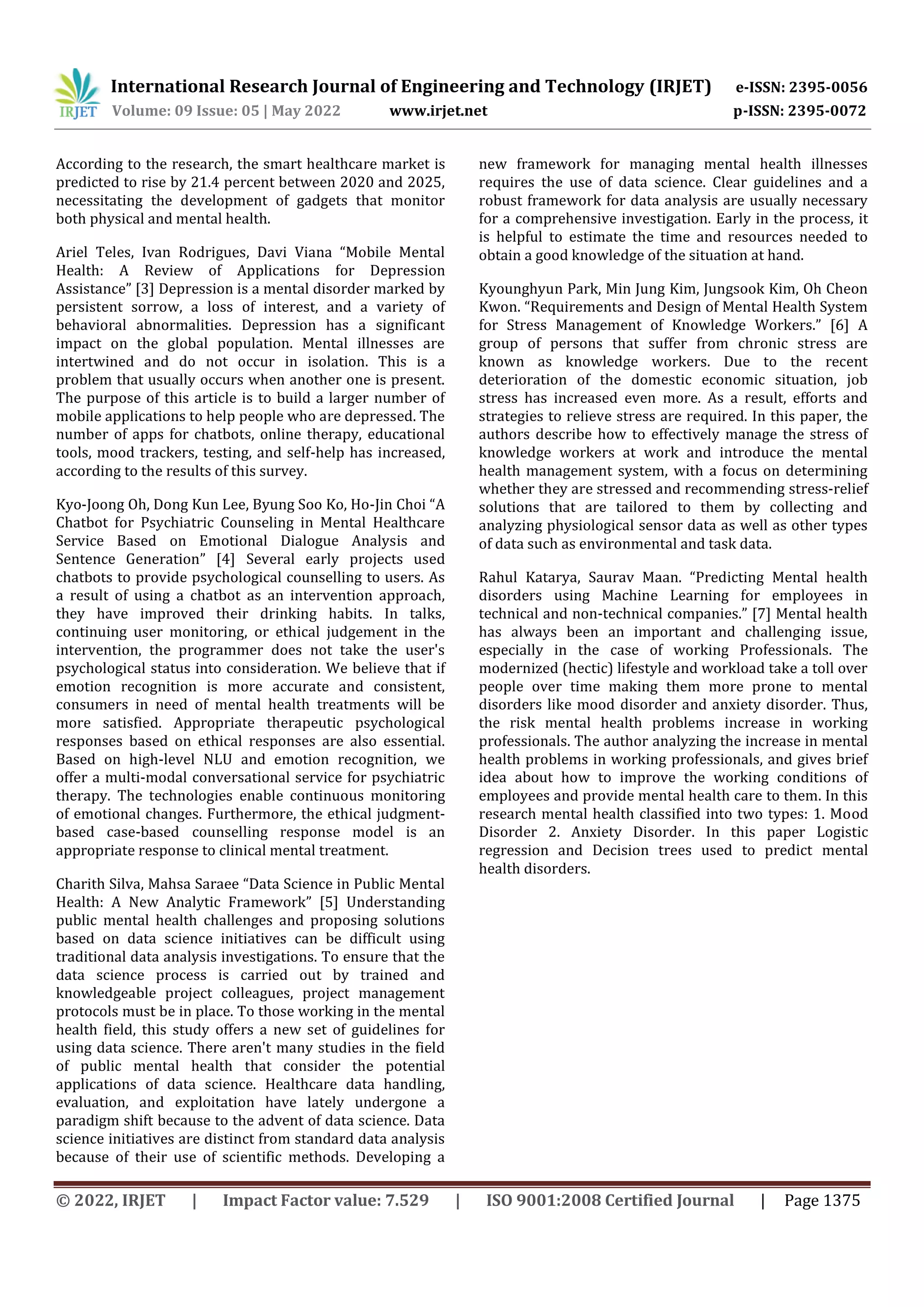 Mental Health Chatbot System by Using Machine Learning | PDF