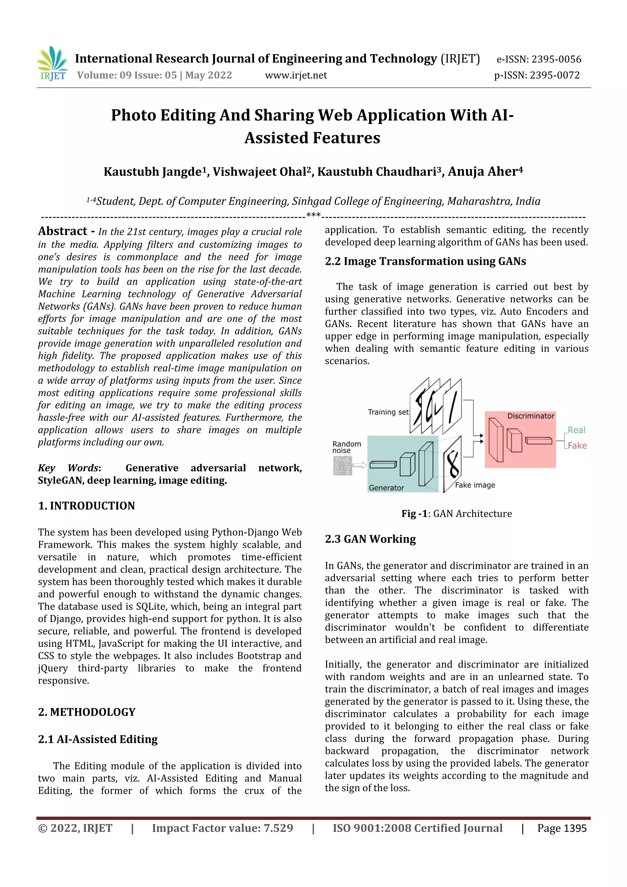 Photo Editing And Sharing Web Application With AI- Assisted Features | PDF