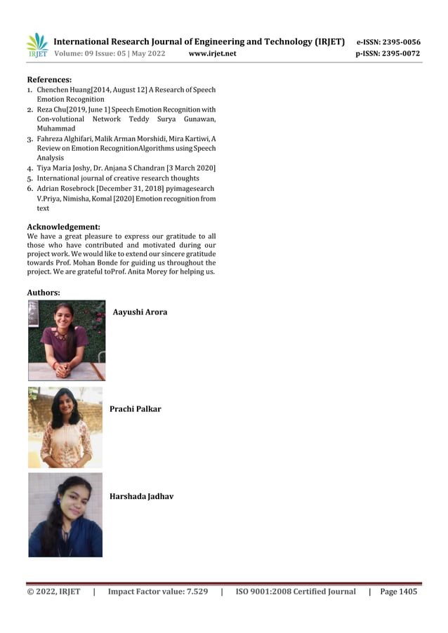 Emotion Recognition through Speech Analysis using various Deep Learning Algorithms | PDF ...