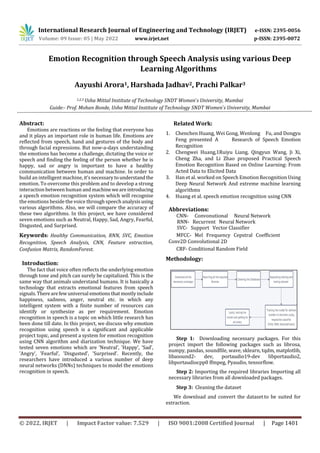 Emotion Recognition through Speech Analysis using various Deep Learning Algorithms | PDF