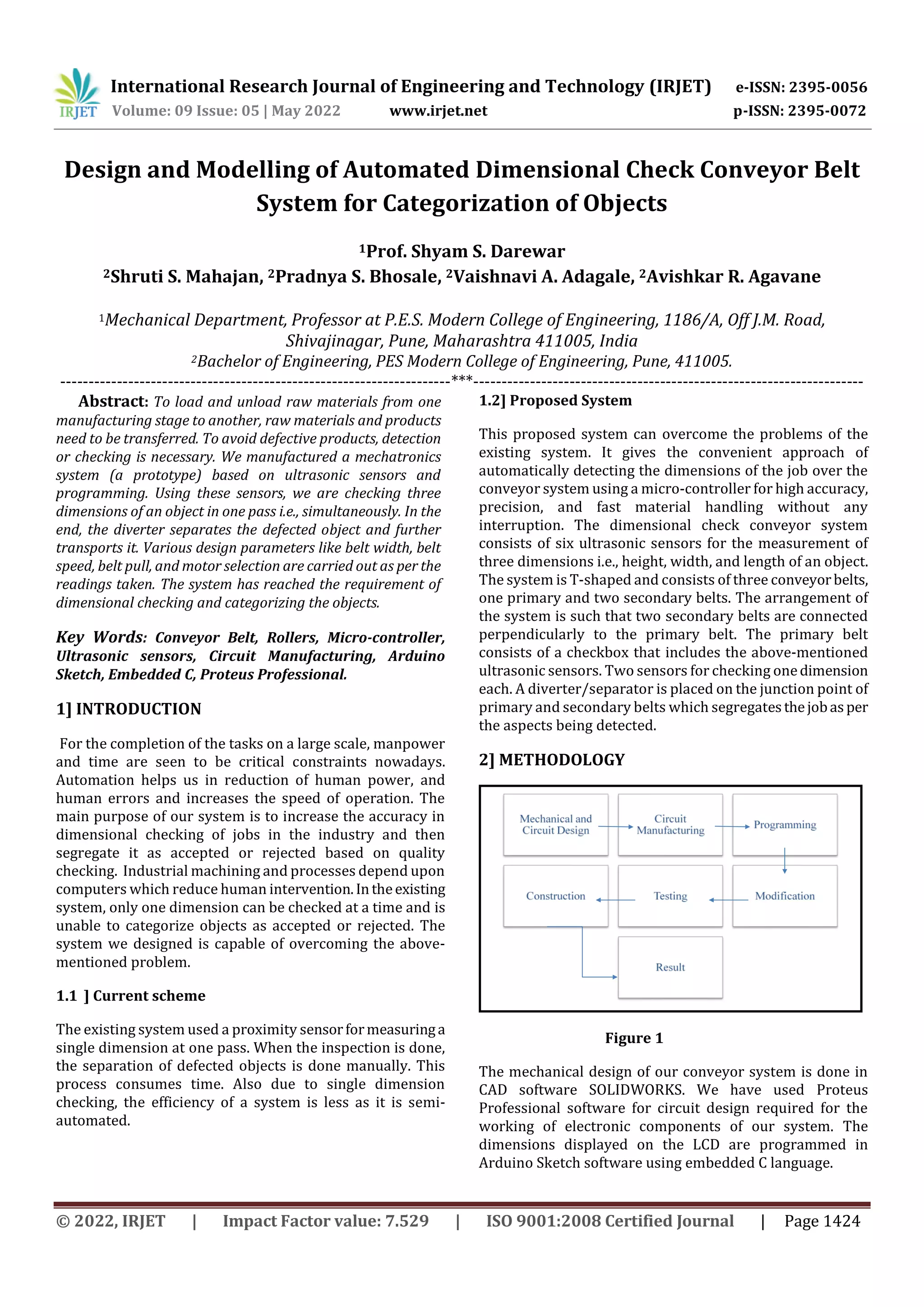 Design and Modelling of Automated Dimensional Check Conveyor Belt System for Categorization of ...