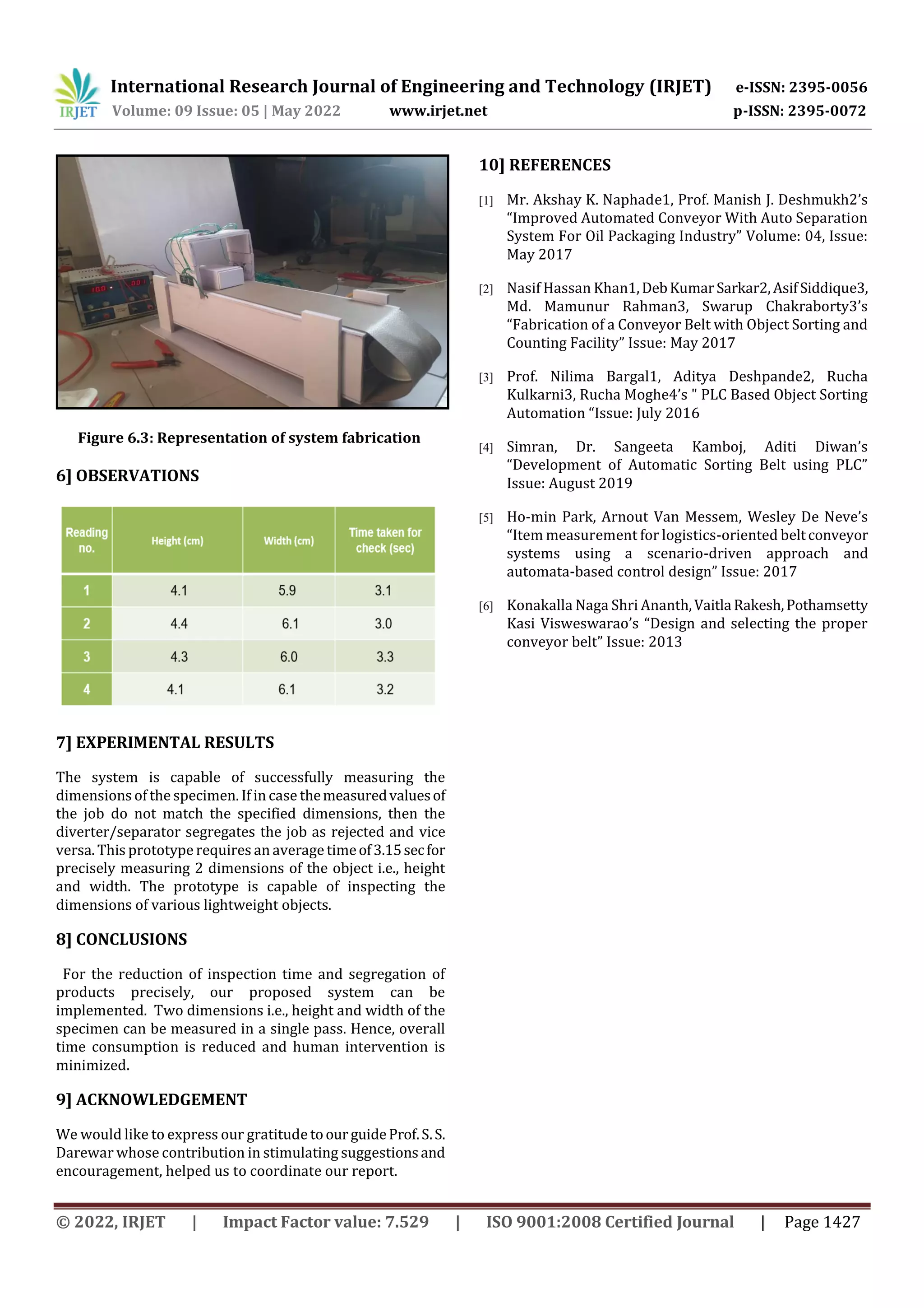 Design and Modelling of Automated Dimensional Check Conveyor Belt System for Categorization of ...