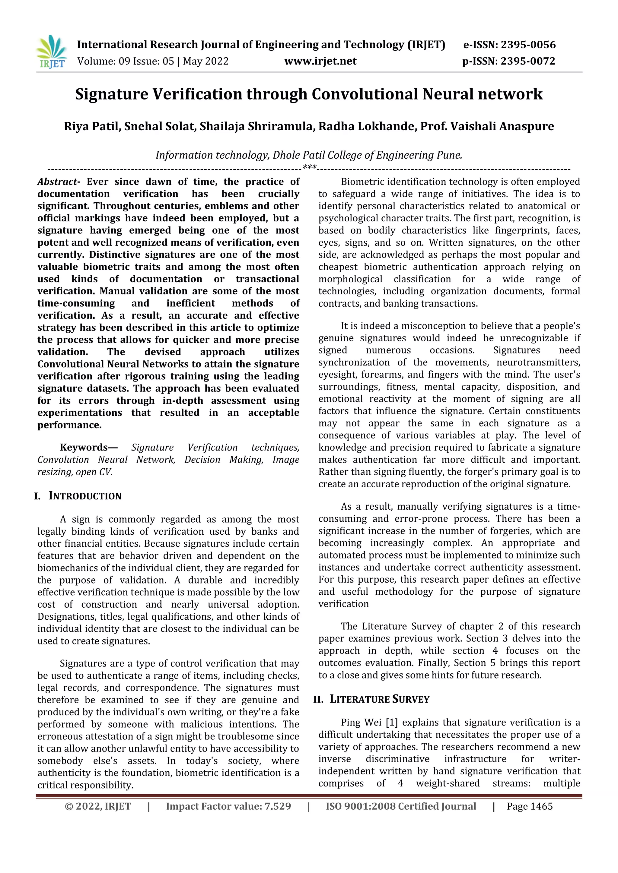 Signature Verification Through Convolutional Neural Network Pdf