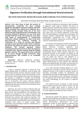 Signature Verification through Convolutional Neural network | PDF