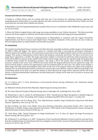 Satellite Image Classification and Analysis using Machine Learning with ISRO LISS IV | PDF