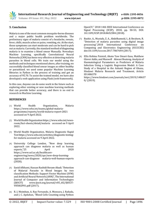 Malaria Detection System Using Microscopic Blood Smear Image | PDF
