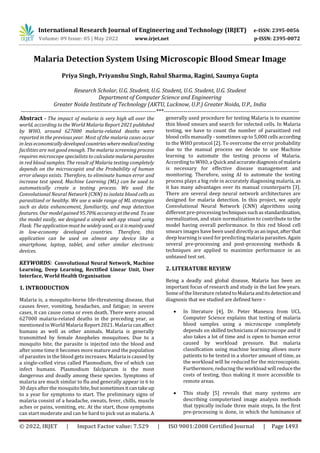 Malaria Detection System Using Microscopic Blood Smear Image | PDF