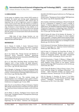 Adaptive Cruise Control System for Vehicle Using Model Predictive ...