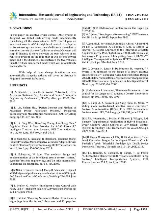 Adaptive Cruise Control System for Vehicle Using Model Predictive ...
