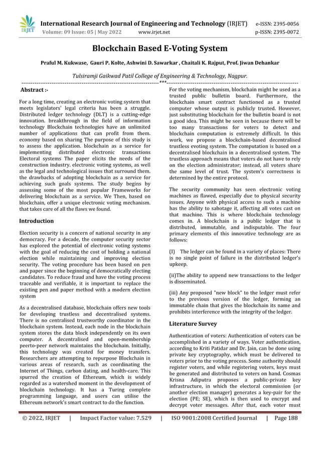 Blockchain Based E-Voting System | PDF