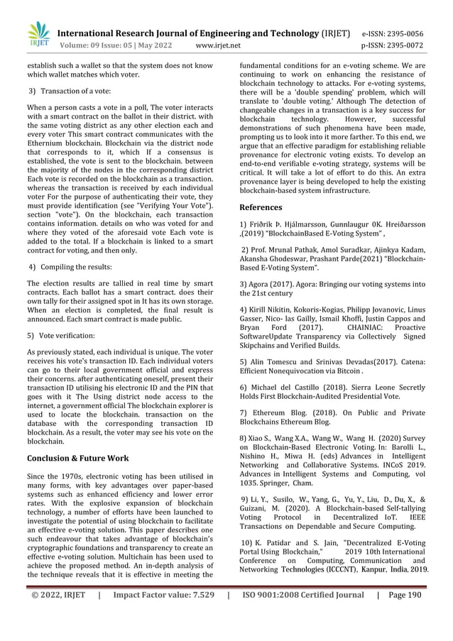 Blockchain Based E-Voting System | PDF