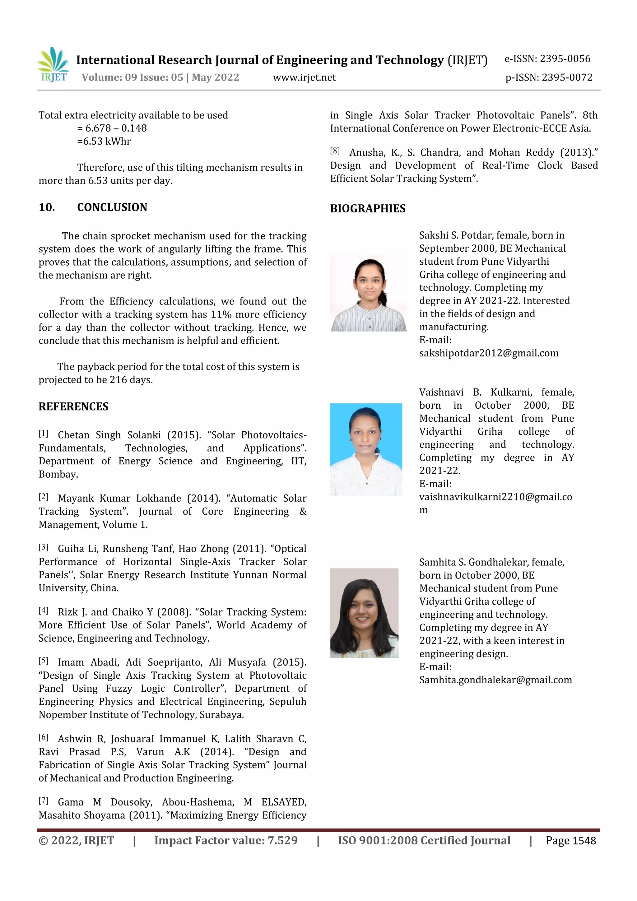 Design and Fabrication of Periodic Tracking System for Solar Collectors ...