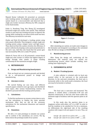 Design and Fabrication of Periodic Tracking System for Solar Collectors | PDF