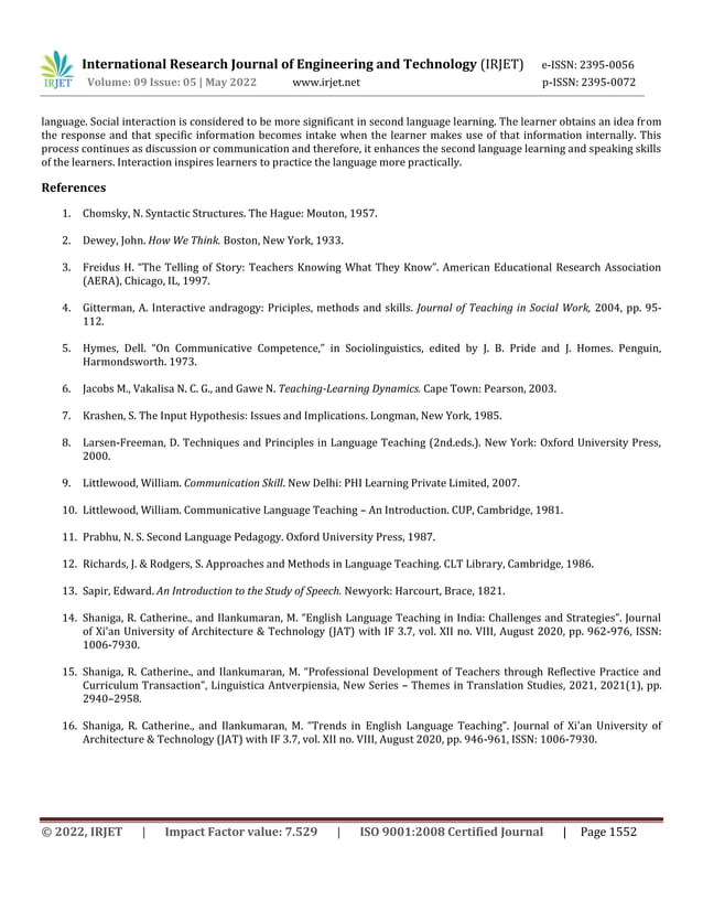 Enhancing Communication Skills of the Learners in ELT Classrooms: An Overview | PDF | Education