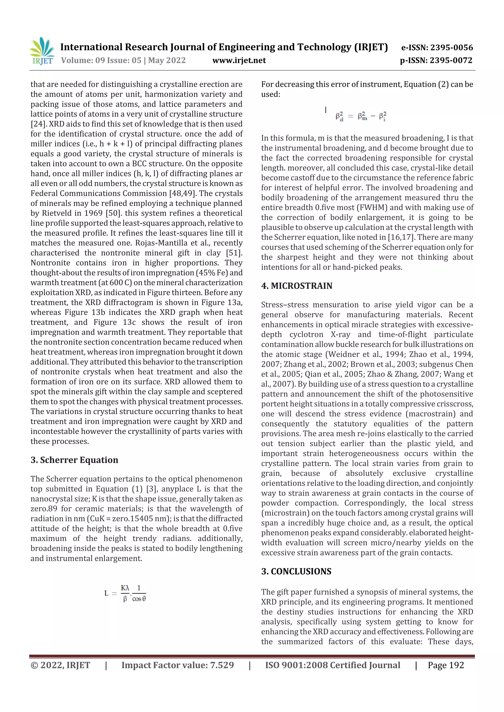 Study of Crystallite Size and Microstrain Using X-Ray Diffractometer ...