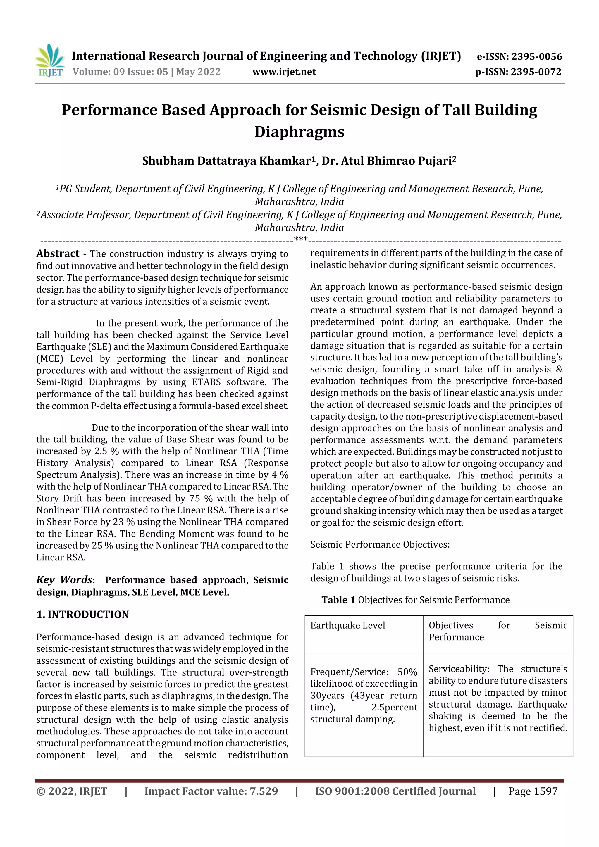 Performance Based Approach for Seismic Design of Tall Building Diaphragms | PDF | Civil ...
