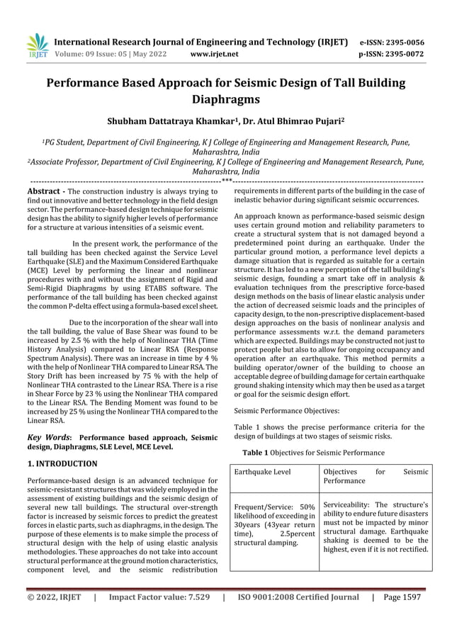 Performance Based Approach for Seismic Design of Tall Building Diaphragms | PDF | Civil ...