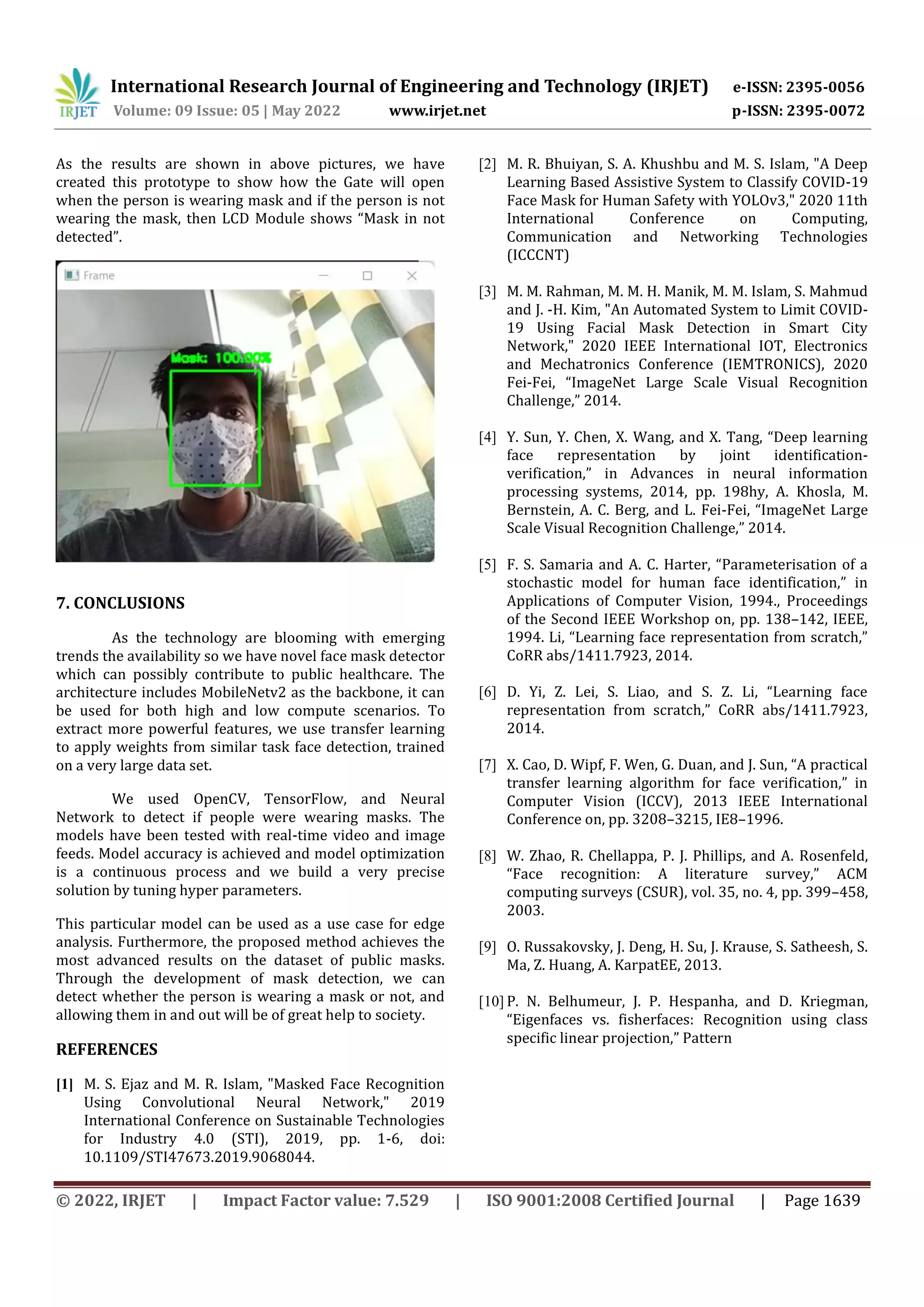 ACCESS CONTROL SYSTEM USING FACE MASK DETECTION USING ARTIFICIAL INTELLIGENCE | PDF | Infectious ...