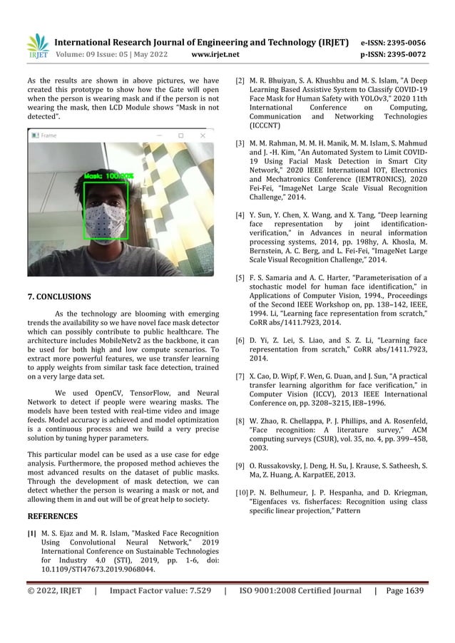 ACCESS CONTROL SYSTEM USING FACE MASK DETECTION USING ARTIFICIAL INTELLIGENCE | PDF | Infectious ...