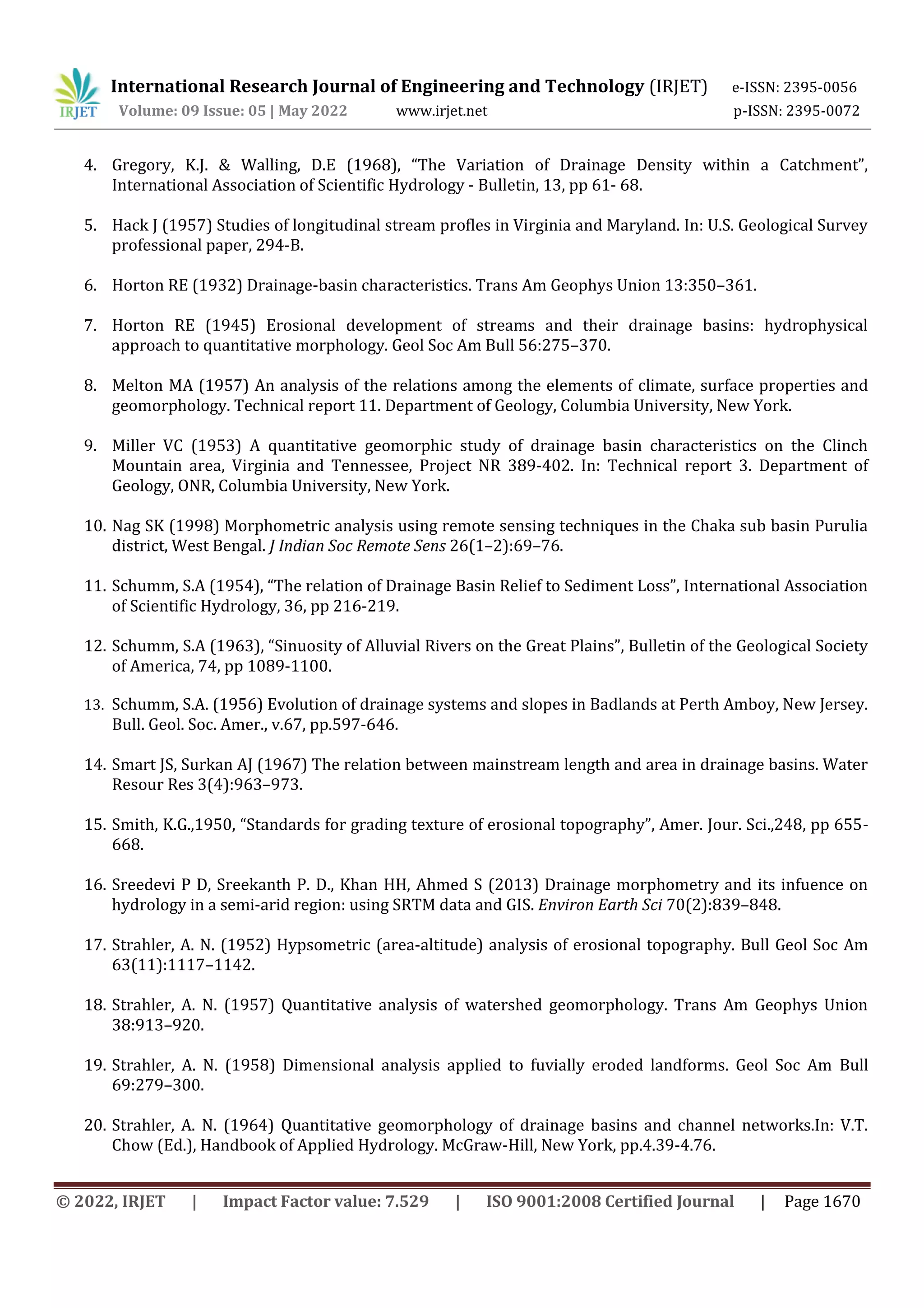 Morphometric Analysis of Indrayani River Basin using Remote Sensing and ...