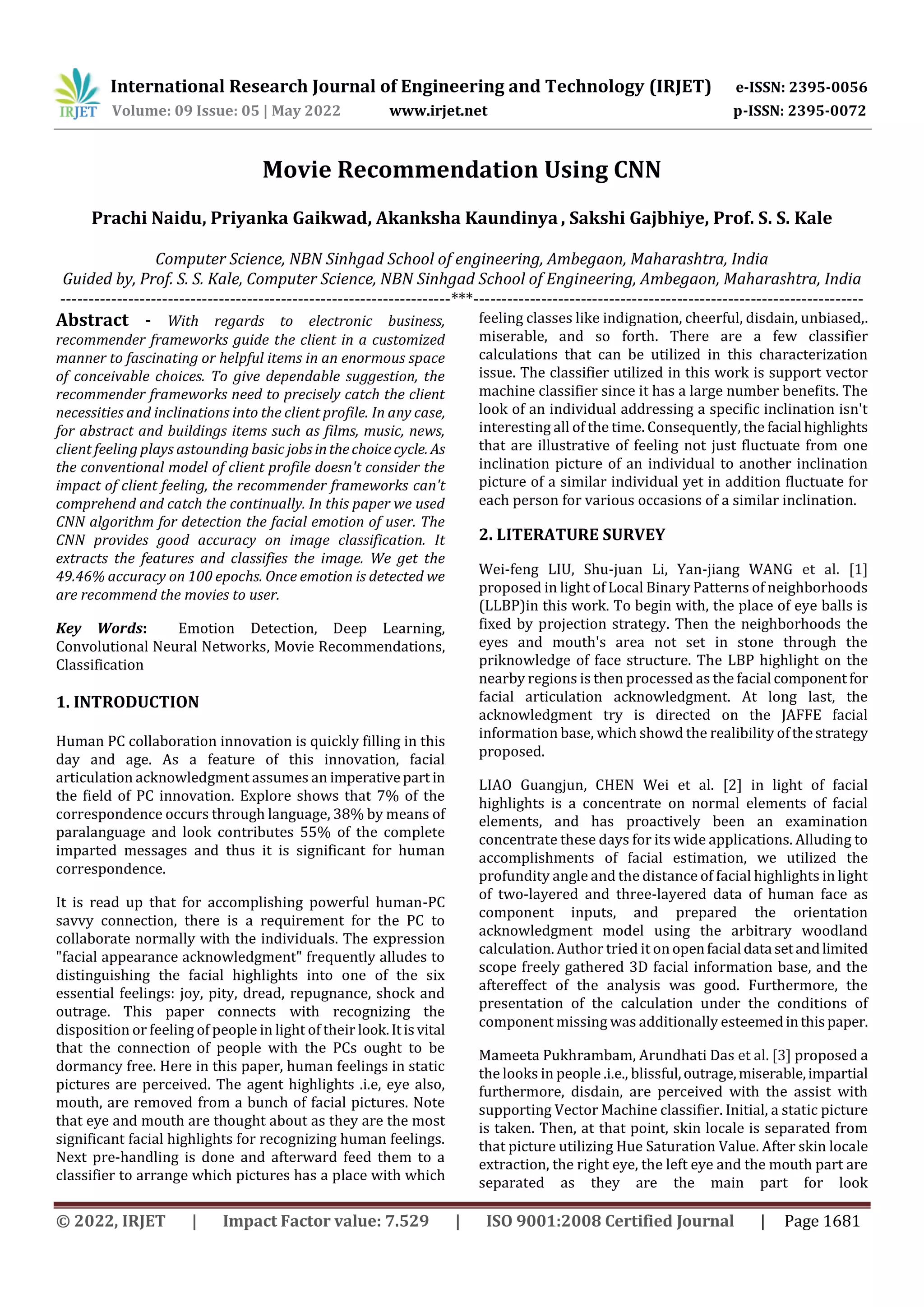 Movie Recommendation Using CNN | PDF