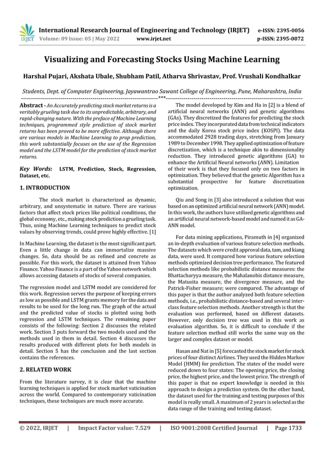 Visualizing And Forecasting Stocks Using Machine Learning Pdf