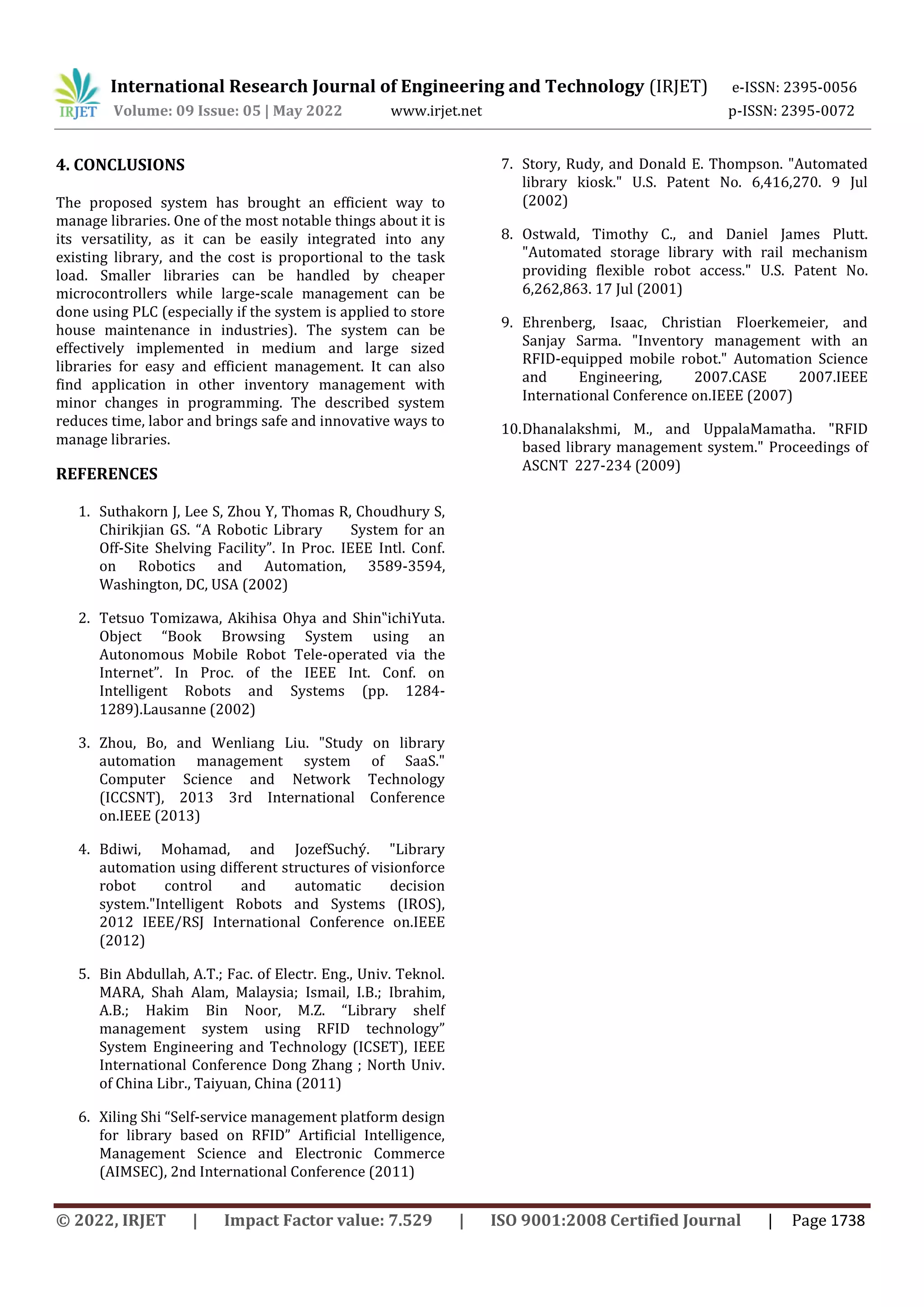 Microcontroller Based Robotic Arm Development for Library Management System | PDF