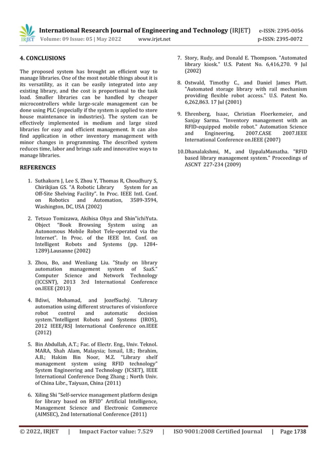 Microcontroller Based Robotic Arm Development for Library Management System | PDF