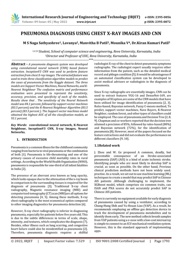 PNEUMONIA DIAGNOSIS USING CHEST X-RAY IMAGES AND CNN | PDF