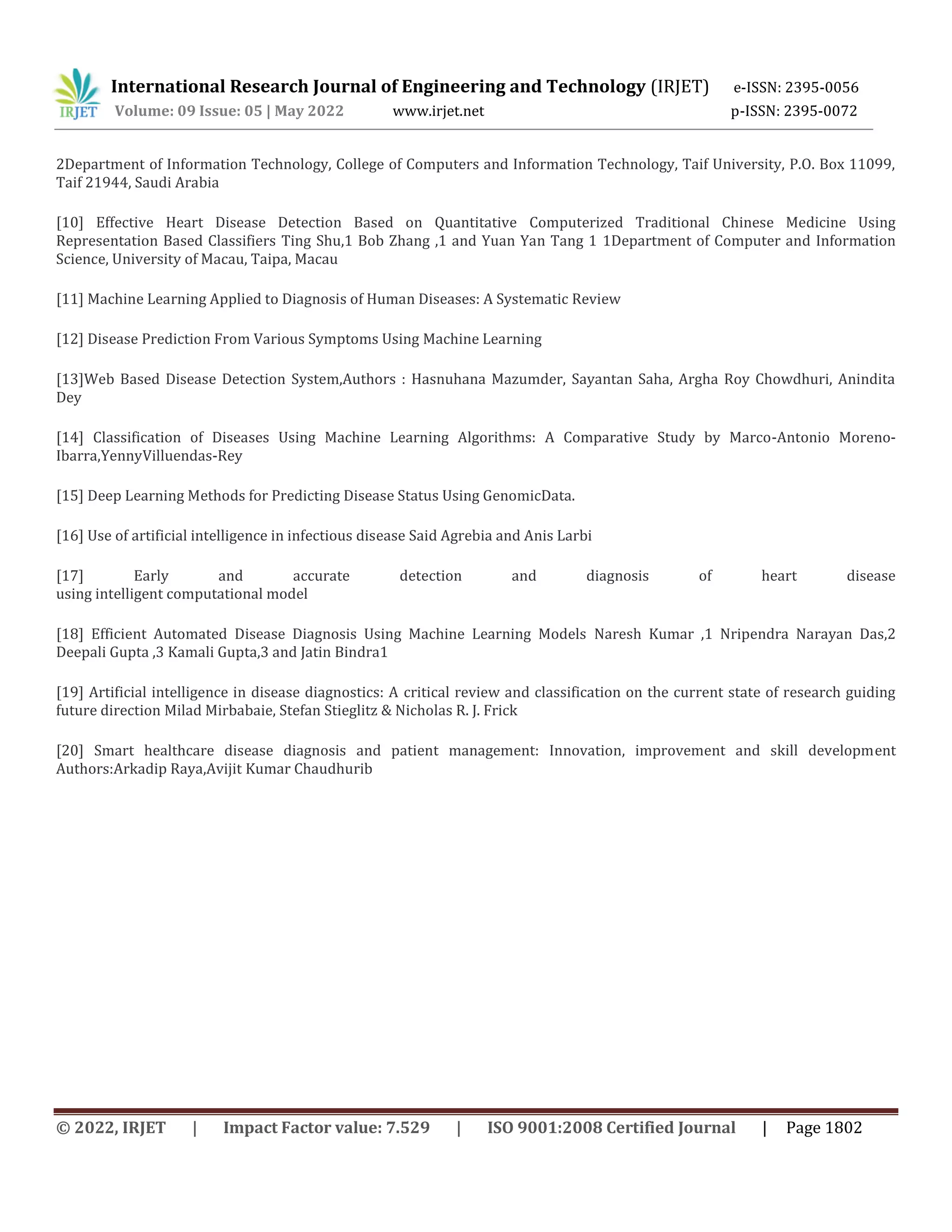 A SURVEY ON BLOOD DISEASE DETECTION USING MACHINE LEARNING | PDF