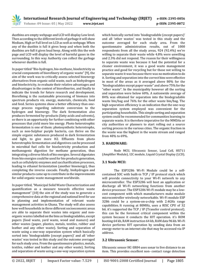 Design of IOT Garbage Monitoring with Weight Sensing | PDF Design of IOT Garbage Monitoring with Weight Sensing | PDF