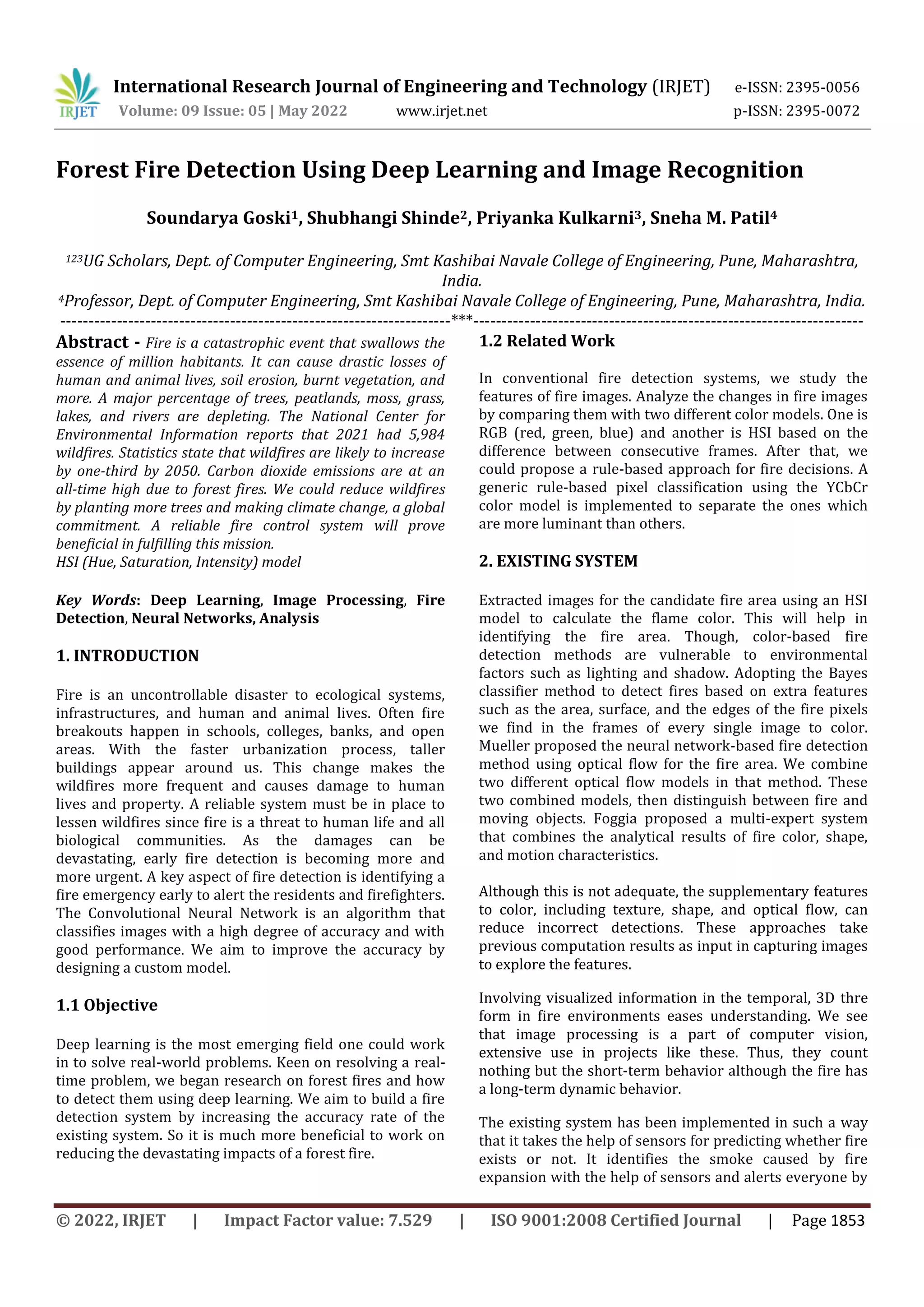 Forest Fire Detection Using Deep Learning And Image Recognition Pdf