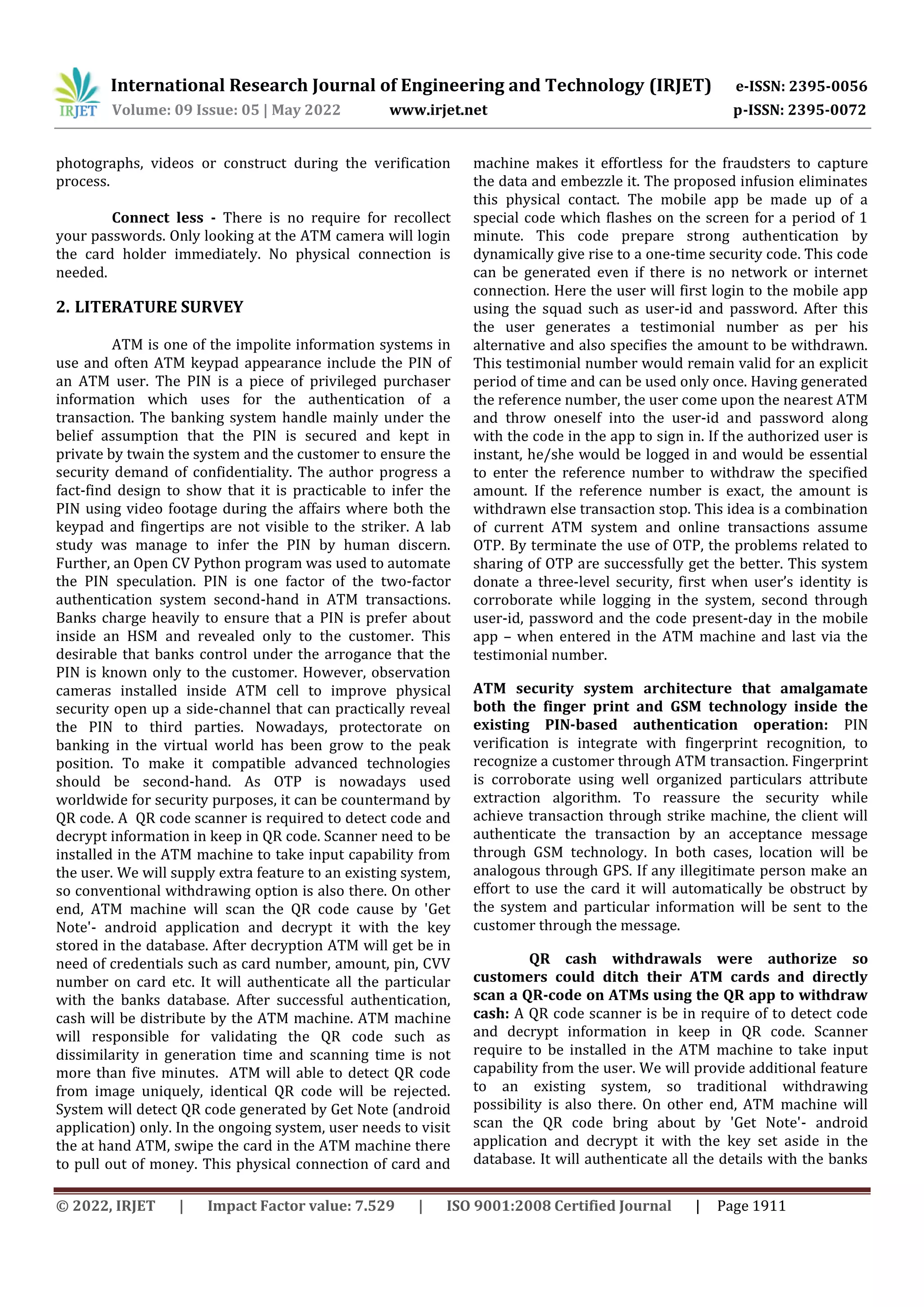 BIOMETRIC AND MAGIC PIN AUTHENTICATION SYSTEM FOR ATM | PDF | Credit Cards | Personal Debt