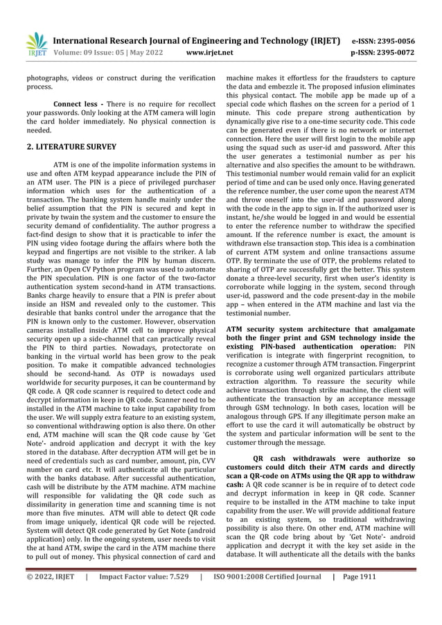 BIOMETRIC AND MAGIC PIN AUTHENTICATION SYSTEM FOR ATM | PDF | Credit Cards | Personal Debt