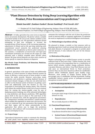 “Plant Disease Detection by Using Deep LearningAlgorithm with Product ...