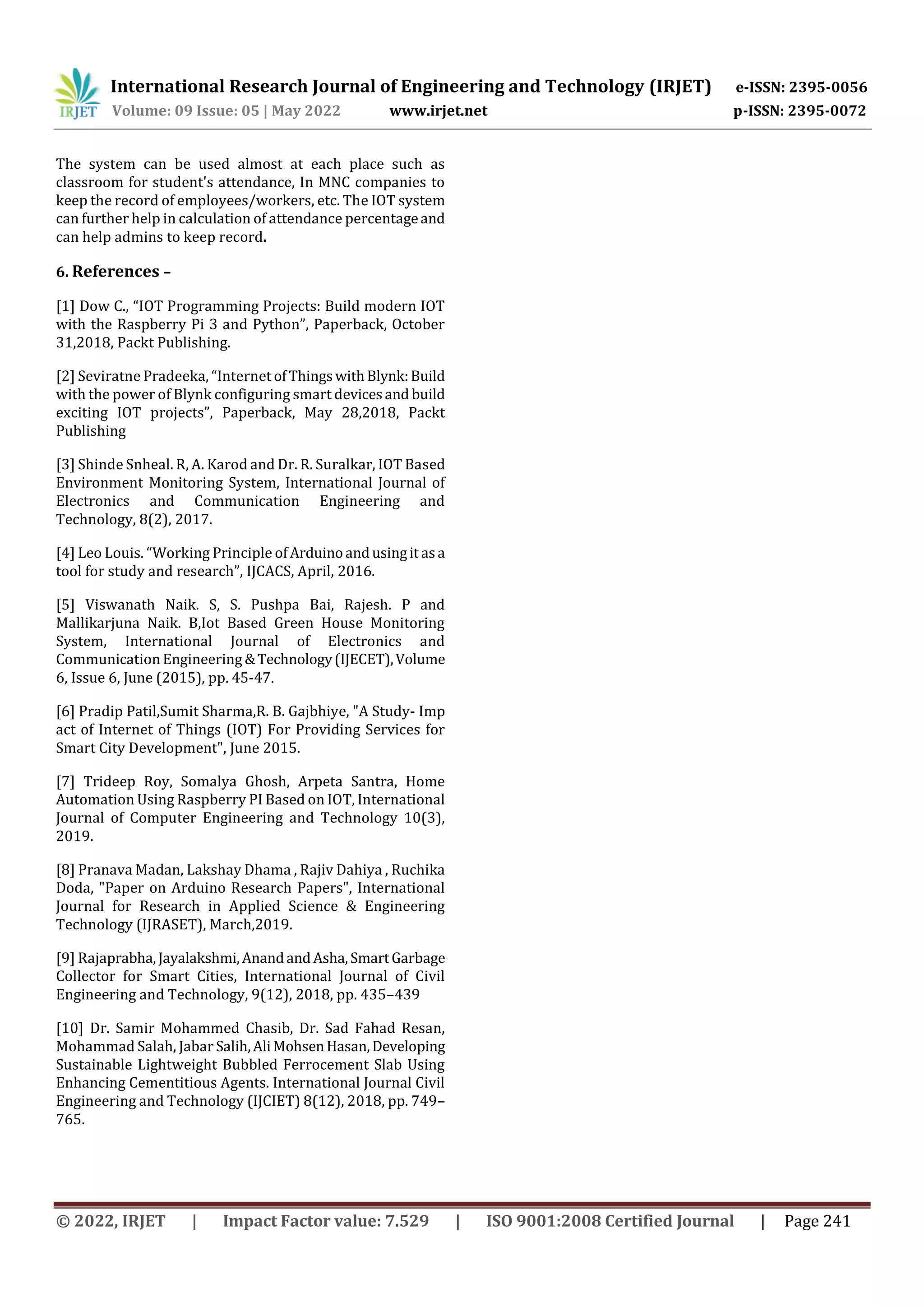 Fingerprint Based Attendance System by IOT | PDF