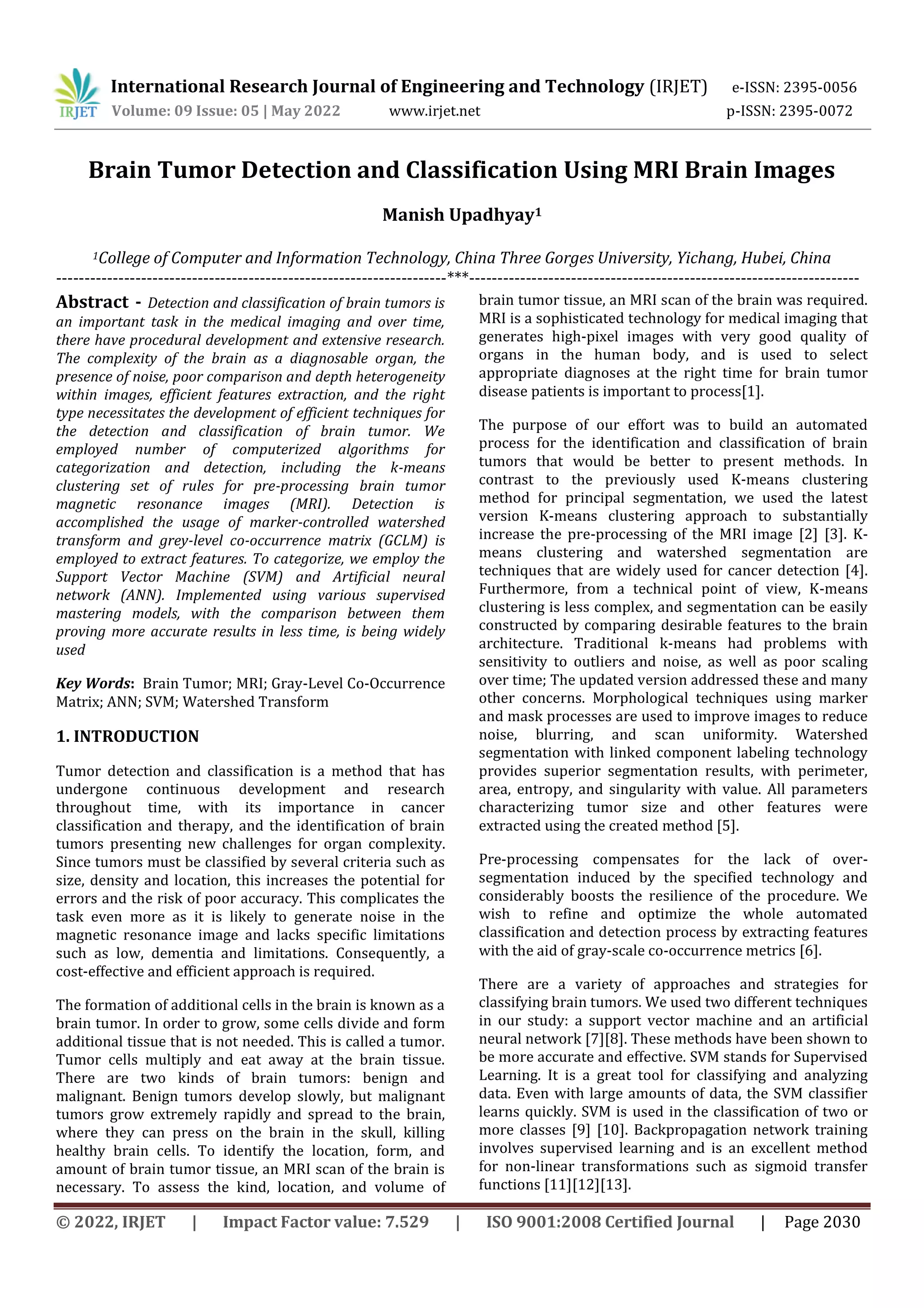 Brain Tumor Detection And Classification Using Mri Brain Images Pdf