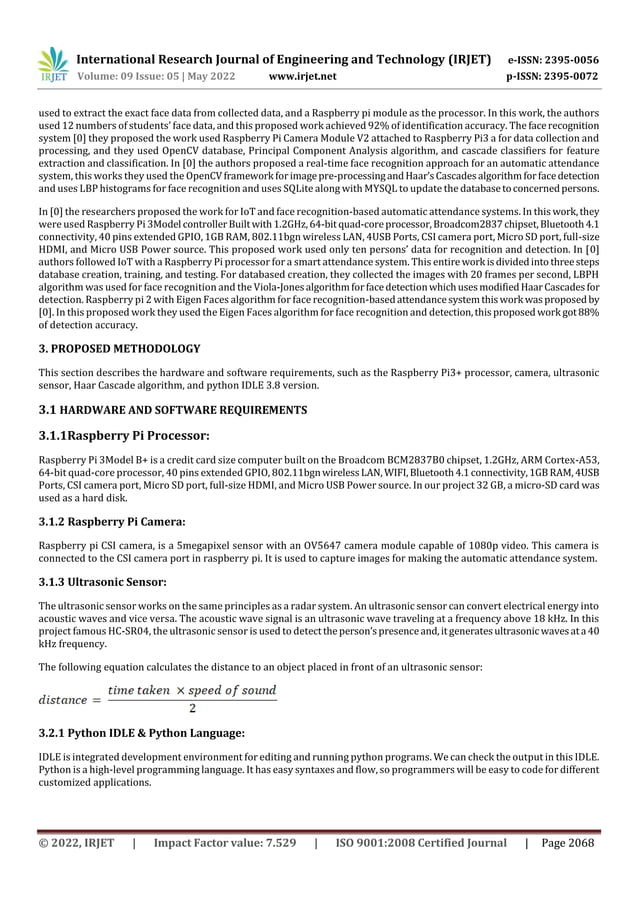 AUTOMATIC ATTENDANCE SYSTEM MANAGEMENT USING RASPBERRY PI WITH ULTRASONIC SENSOR | PDF