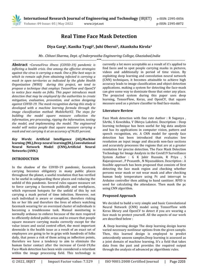 Real Time Face Mask Detection | PDF | Infectious Diseases | Diseases and Conditions