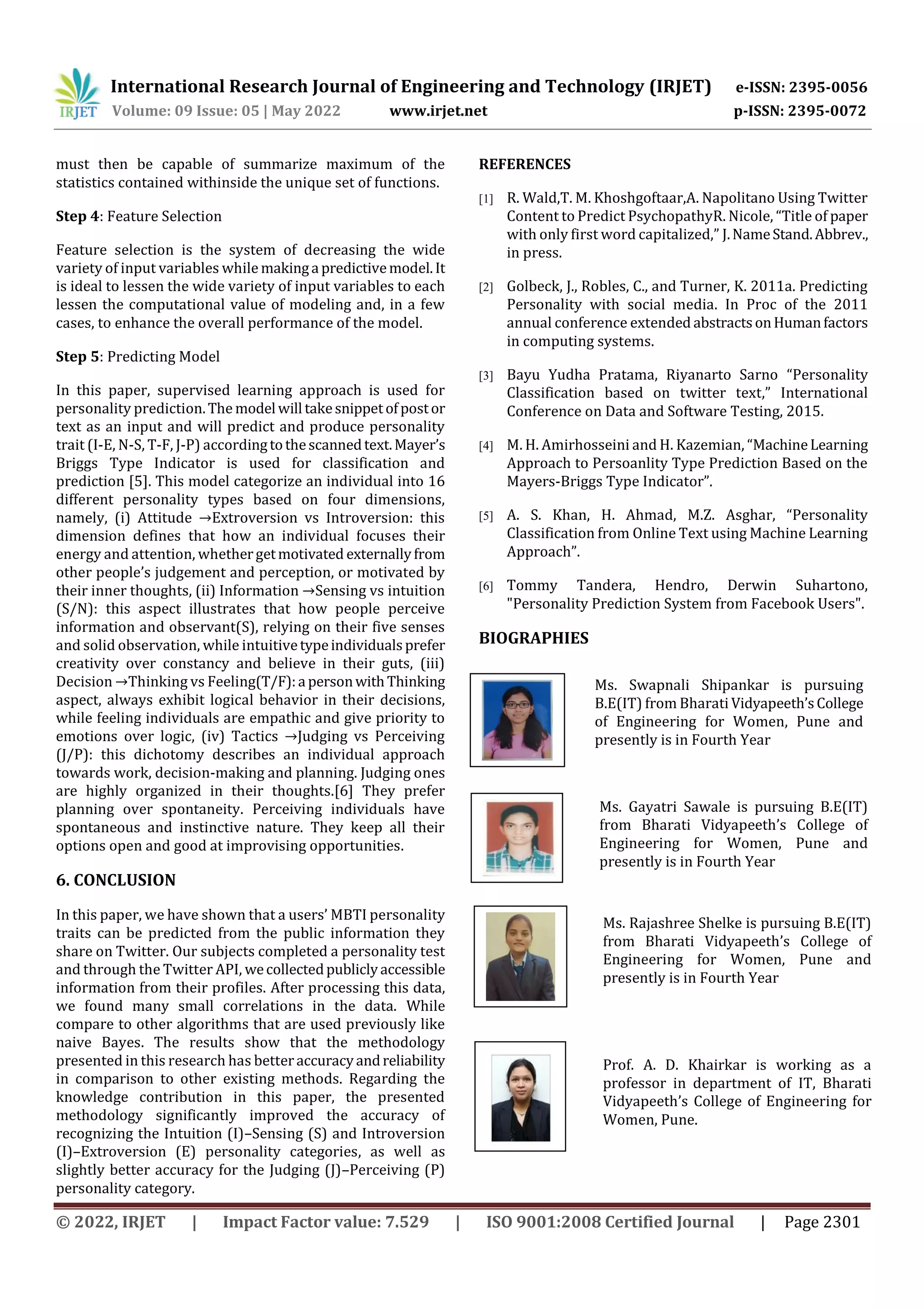 Personality Prediction Using Social Media Platform | PDF