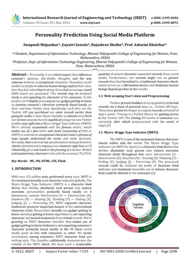 Personality Prediction Using Social Media Platform | PDF | Computing ...