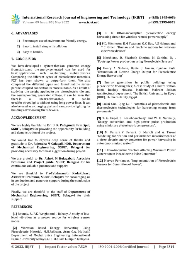Electricity Generation Tiles Using Piezoelectric Sensor