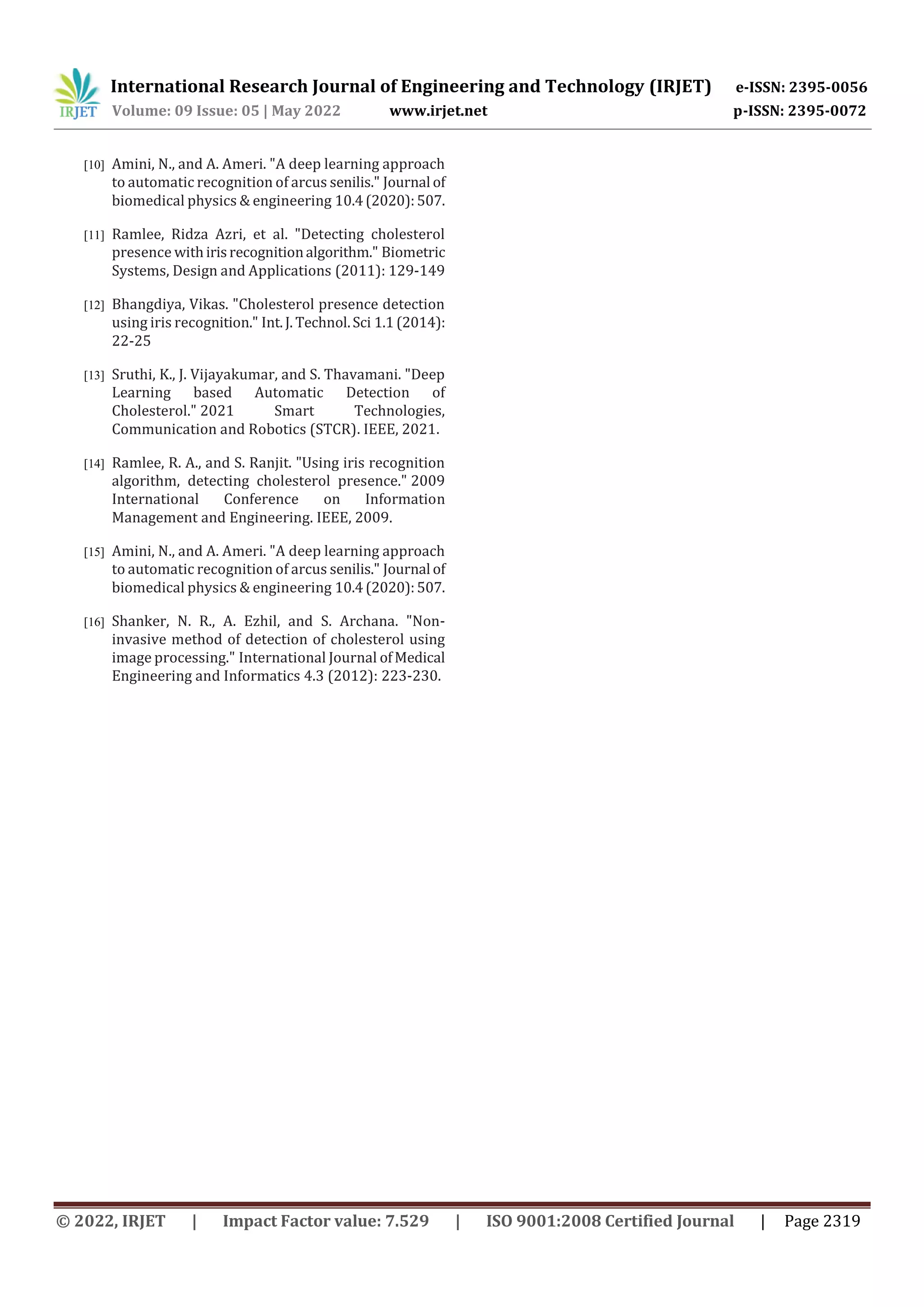 Classification Of Subjects With Cholesterol Using Iris Pdf
