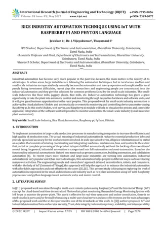 RICE INDUSTRY AUTOMATION TECHNIQUE USING IoT WITH RASPBERRY PI AND ...