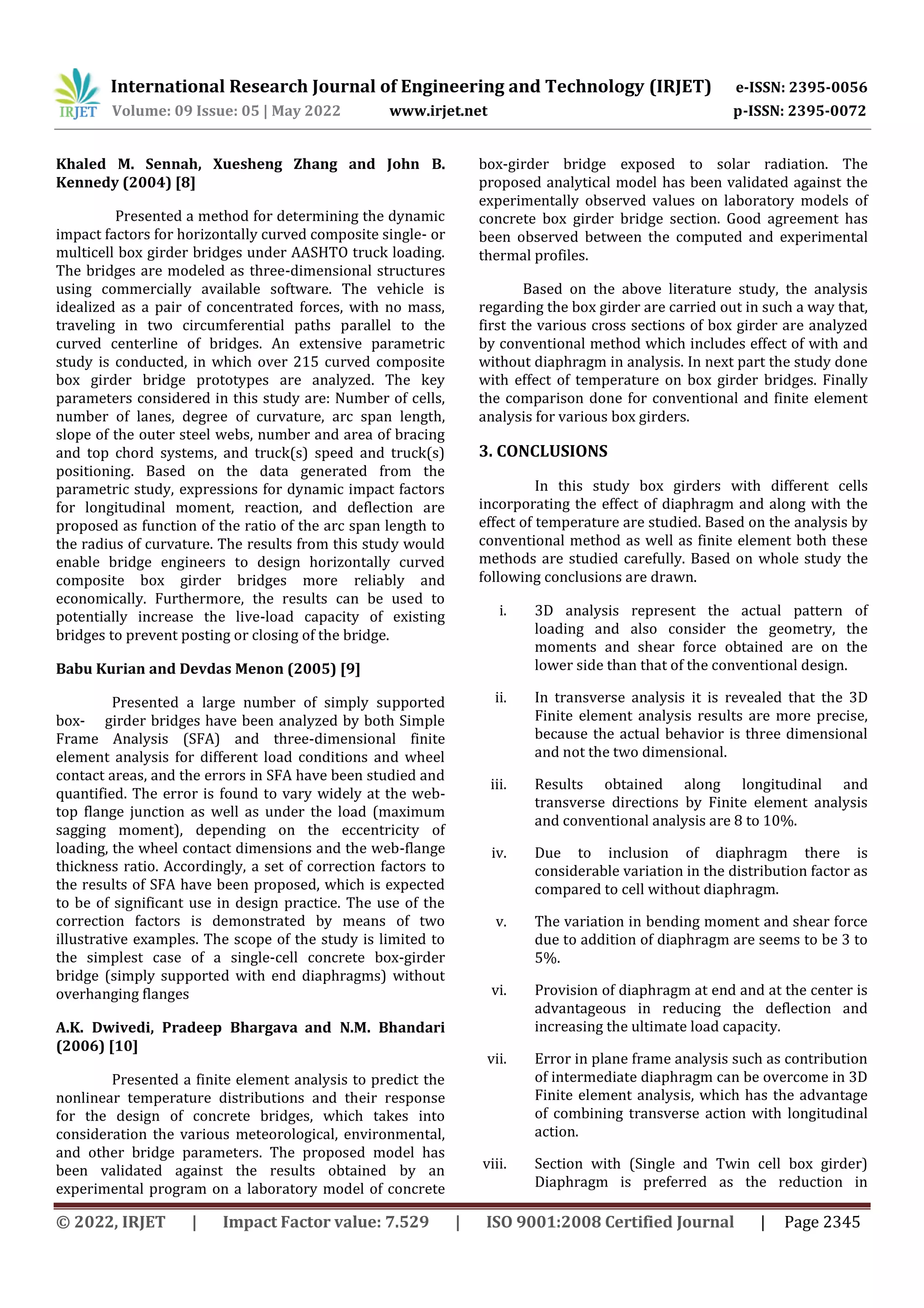 USING FINITE ELEMENT METHOD FOR ANALYSIS OF SINGLE AND MULTICELL BOX GIRDER BRIDGES | PDF