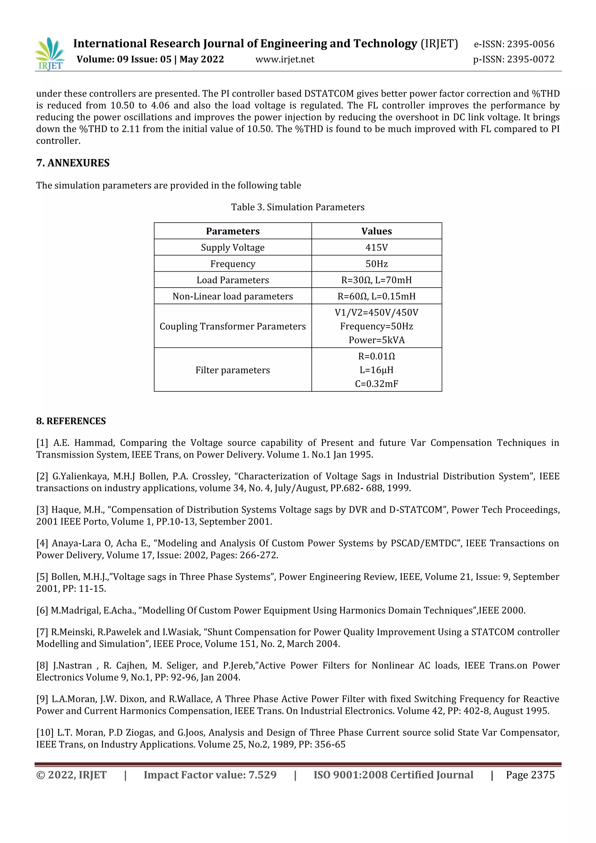 Design Of Flc Based Control Strategy For Dstatcom For Power Quality Improvement With Balanced