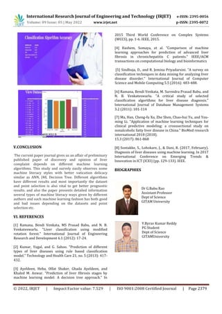 DETECTION OF LIVER INFECTION USING MACHINE LEARNING TECHNIQUES | PDF