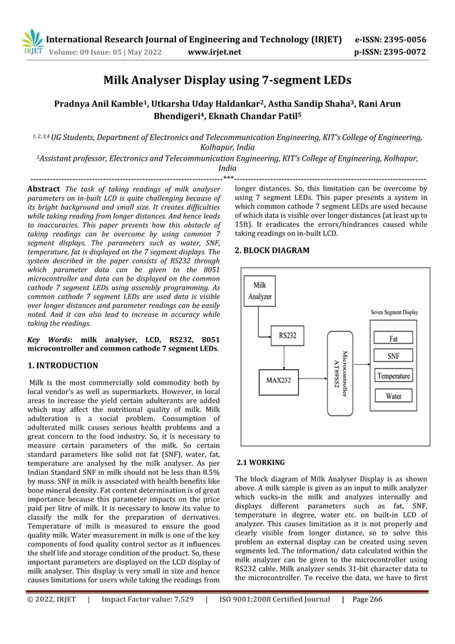 Milk Analyser Display using 7-segment LEDs | PDF | Computer Peripherals | Computing
